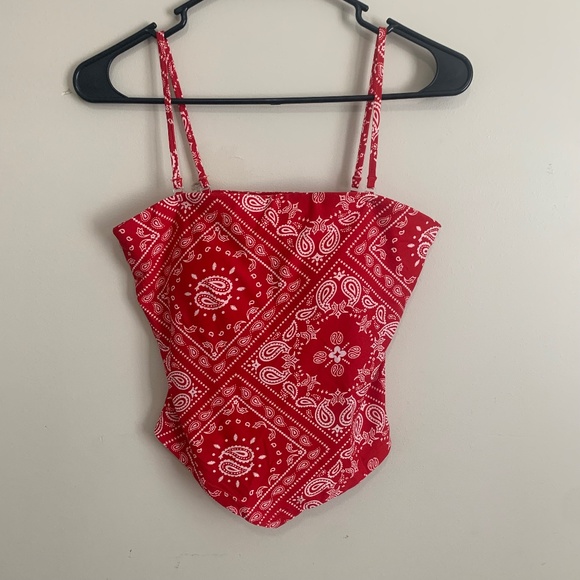 Tops | Red Bandana Style Top | Poshmark